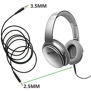Saipomor SoundlinkII Replacement Cords for Bose On-Ear 2 OE2 OE2i QC25 QC35II QC35 QC45 NC700 Soundlink SoundTrue Headphones (Black)