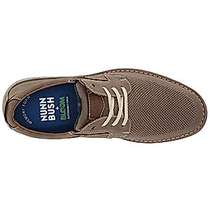 Nunn Bush Men's Otto Plain Toe Knit Oxford Lace Up with Lightweight Sole, Taupe, 12 Wide