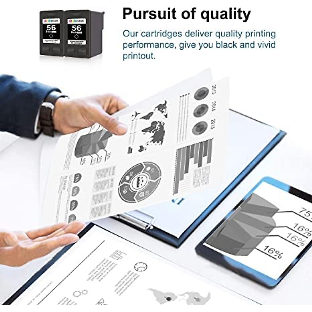 GPC Image Remanufactured Ink Cartridge Replacement for HP 56 C6656AN to use with Deskjet 5550 5650 5150 5850 Photosmart 7350 7260 7450 7150 7550 4215