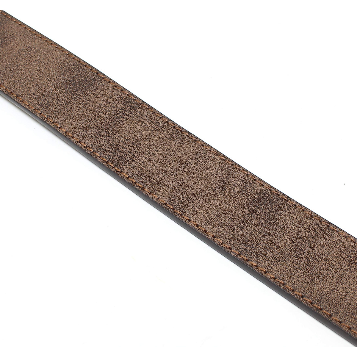 BC Belts Leather Belt Strap with Vintage Distressed Texture 1.5" Wide with Snaps (Dark Brown-L)