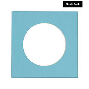 10x10 Mat Bevel Cut for 6x6 Photos - Precut Aqua Blue Circle Shaped Photo Mat Board Opening - Acid Free Matte to Protect Your Pictures - Bevel Cut for Family Photos, Pack of 1 Matboard Show Kit with