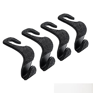 QODOLSI 2 PCS Bling Car Back Seat Headrest Hook, Crystal Back Seat Hanger Storage Organizer, Car Purse Bag Holder, Bling Rhinestone Car Interior Accessories for Women and Men (Black)