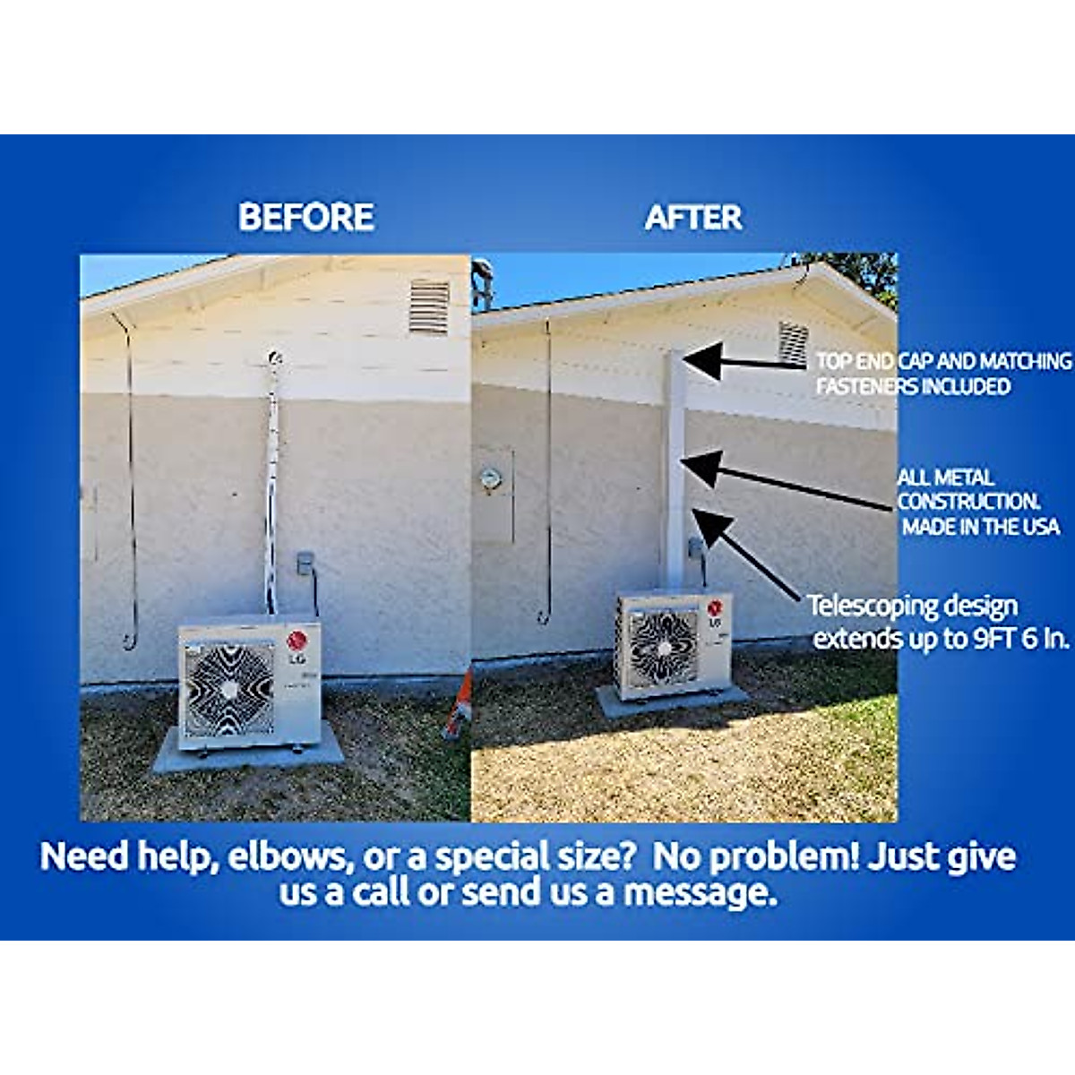 EAGLE 1 Metal Line Set Cover Kit for Mini Split and Central Air Conditioner & Heat Pump (Multiple Sizes and Colors) (6x4, White)
