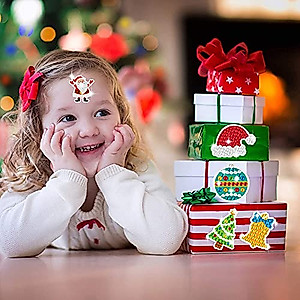 30 PCS Christmas Gem Diamond Art Painting Stickers Kits for Kids,5D DIY Diamond Mosaic Stickers by Numbers Crafts Set for Children, Boys and Girls,Creative Handmade Art Craft Gift