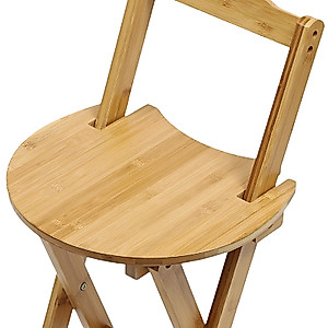 Leblett Bamboo Portable Folding Stool,Tall Chair,Foldable Bar Stool,X-Shaped Kitchen Stool Bar Height,High Stool Chair for Kitchen Counter,with Ergonomic Backrest,Max Load Capacity 100Kg/220.46Lbs