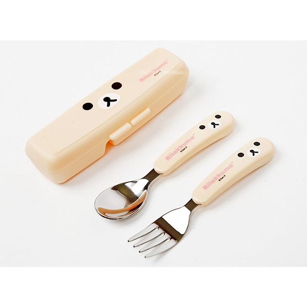Cute Bear Designed Fork and Spoon Flatware Set with Case (Ivory)