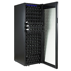 Wine Enthusiast Classic 165 Bottle Wine Refrigerator - Freestanding Touchscreen Wine Cooler, Black