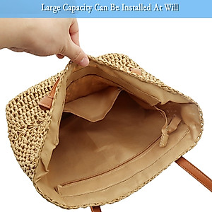 Fozehlad Straw Beach Tote Bag for Women Rattan Wicker Clutch Raffia Bag Summer Woven Hobo Shoulder Handbag