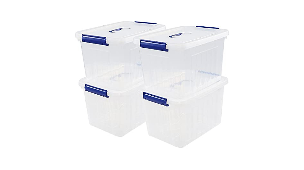 Xowine 4-Pack 10L Clear Storage Boxes with Lid