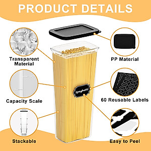 Nifogo Airtight Food Storage Containers with Lids 7 Pack, kitchen Storage Containers, Kitchen and Pantry Organization Set, for Cereal, Flour, Sugar, Pasta, Dry Food, Include 60 Labels