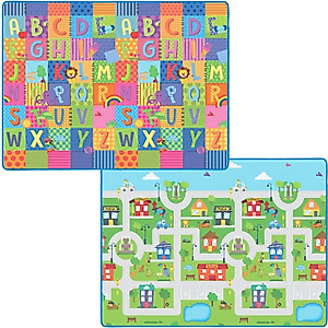 Eckhert Kids playmat Double Side - Large 59.05x78.74x0.4 Inches - Safari Fun