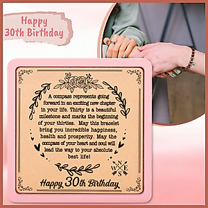 Sensi Blue 30th Birthday Gifts for Women, Happy Birthday Gifts For Mom Auntie Grandma Wife Friend Sister, 30 Years Old Gift Idea for Her, Fabulous Natural Stone Compass Bracelets