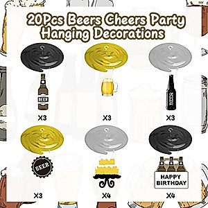 Beer Birthday Party Hanging Decorations, Cheers and Beers Happy Birthday Party Hanging Swirls Streams Ceiling Decorations for Men 30th 40th 50th Beer Birthday Party Decorations