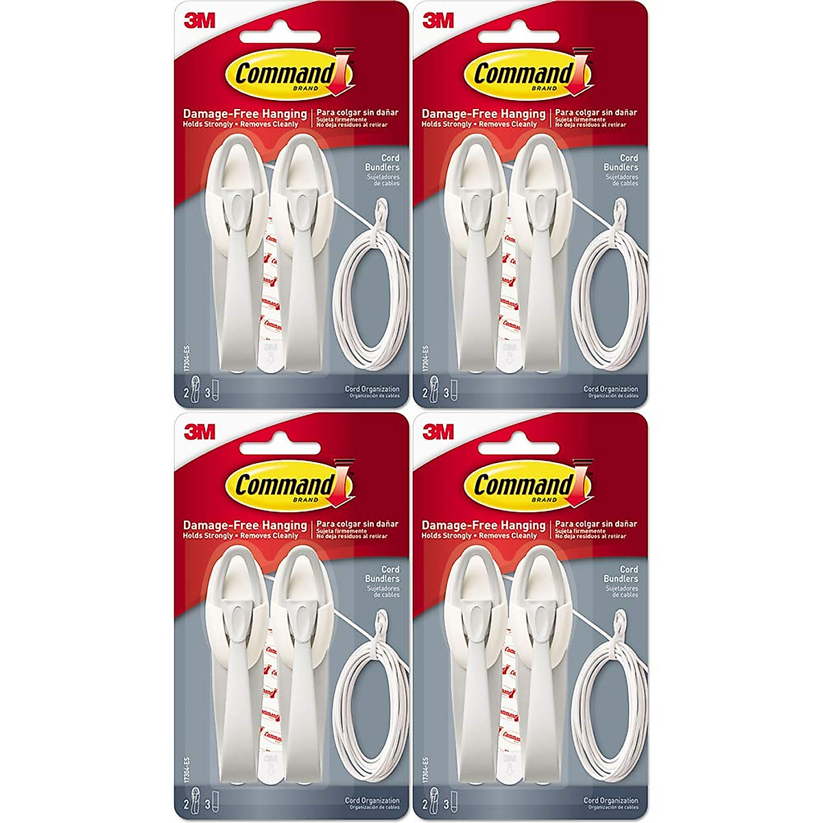 3M 17304 Command Cord Bundlers 4 Pack (8 Bundlers)