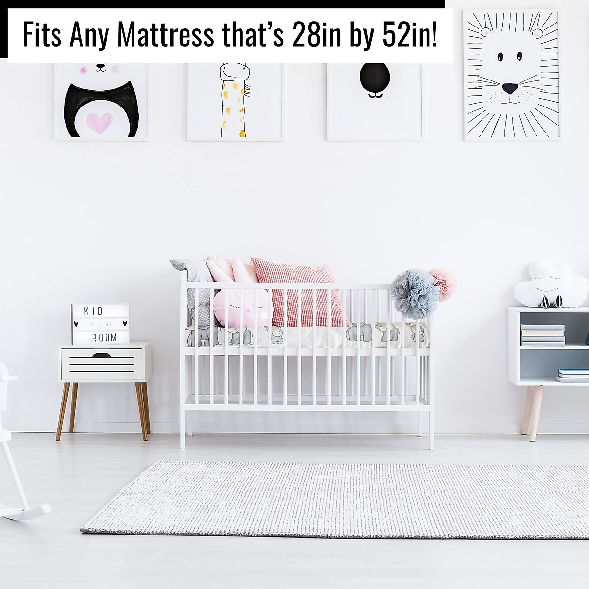 Delbree 100% Cotton Fitted Crib Sheet for Boys or Girls, Soft Baby Sheet, Standard and Toddler Mattress Cover, Elephant Stars, 28x52in, 52x28