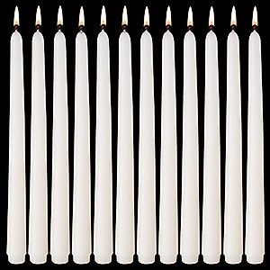 Arosky 10 Inch Unscented Taper Candles Wedding Dinner Candle Set of 12 (Ivory)