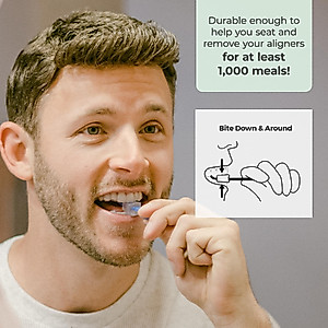 PUL 2-in-1 Aligner Seating Chewie & Removal Tool — Compatible with Invisalign, Removable Braces, Retainers & Trays – Easy-to-Use Remover & Chew, Dental & Oral Care – Pink, Orange, Blue (Pack of 3)