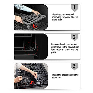 57049 Grates Grommets for Atwood Wedgewood Stove Parts Range Rubber Grommets Grate Foot Replacement RV Stove Top Range Grate Grommet Kit Gas Cooktop Rubber Feet Burner Grate Pad 4 Pcs