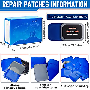 Tallew 60 Pcs Tire Patch 2.56 x 3.15 Inches Rubber Patches Radial Repair Patch Tube and Tire Plug Kit Emergency Repair Tool for Puncture Car Truck Bus Tractor Vehicle
