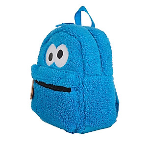 Sesame Street Toddler Cookie Monster Backpack, Back to School Bookbag for Toddler, Plush Zippered Bag