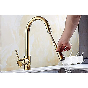 Kitchen Mixer Tap,Kitchen Faucet Sink Faucet Single Handle Pull Out Kitchen Tap Single Hole Rotating Water Mixer Tap,3