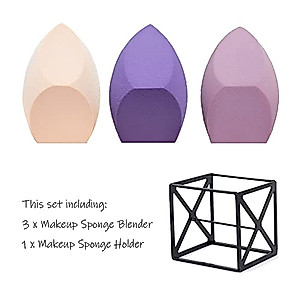 Makeup Sponge Blender & Holder, BIG & SOFT Beauty Makeup Blender Puff Foundation Sponges Set, Applicator Beauty Blending Blenders & Sponge Holder, Concealer Sponge for Liquid Powder Sunscreen (A SET)