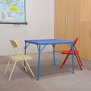 Flash Furniture Mindy Kids 3-Piece Folding Square Table and Chairs Set for Daycare and Classrooms, Children's Activity Table/Chairs Set, Multicolor