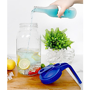 3 Pack 64 oz Wide Mouth Mason Jar Pitchers with Airtight Lids – Leak-Proof Glass Sun Tea Pitchers with Handle for Juices, Milk, Drinks, and Iced Coffee