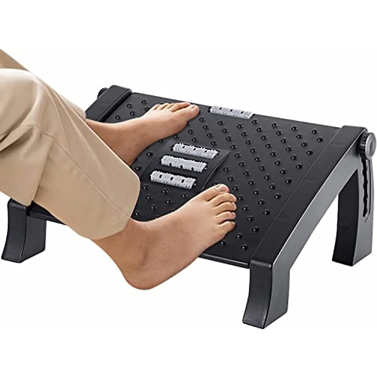 Foot Rest,6 Height Adjustable Foot Rest for Under Desk at Work,Ergonomic Under Desk Footrest with Massage Particle and Rollers,Office Under Desk Foot Stool for Promote Leg Circulation,Relieve Pressure