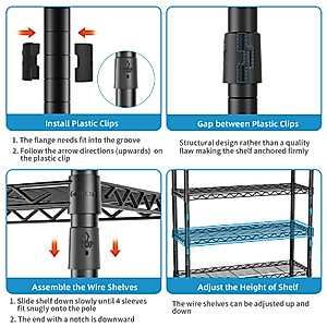 Golpart Over Washer and Dryer Shelves,Heavy Duty Laundry Room Storage Organization Clothes Drying Rack,5 Tier Adjustable Height Wire Shelving and Wire Basket with Hanger Rod&Hook,Space Saving Shelf
