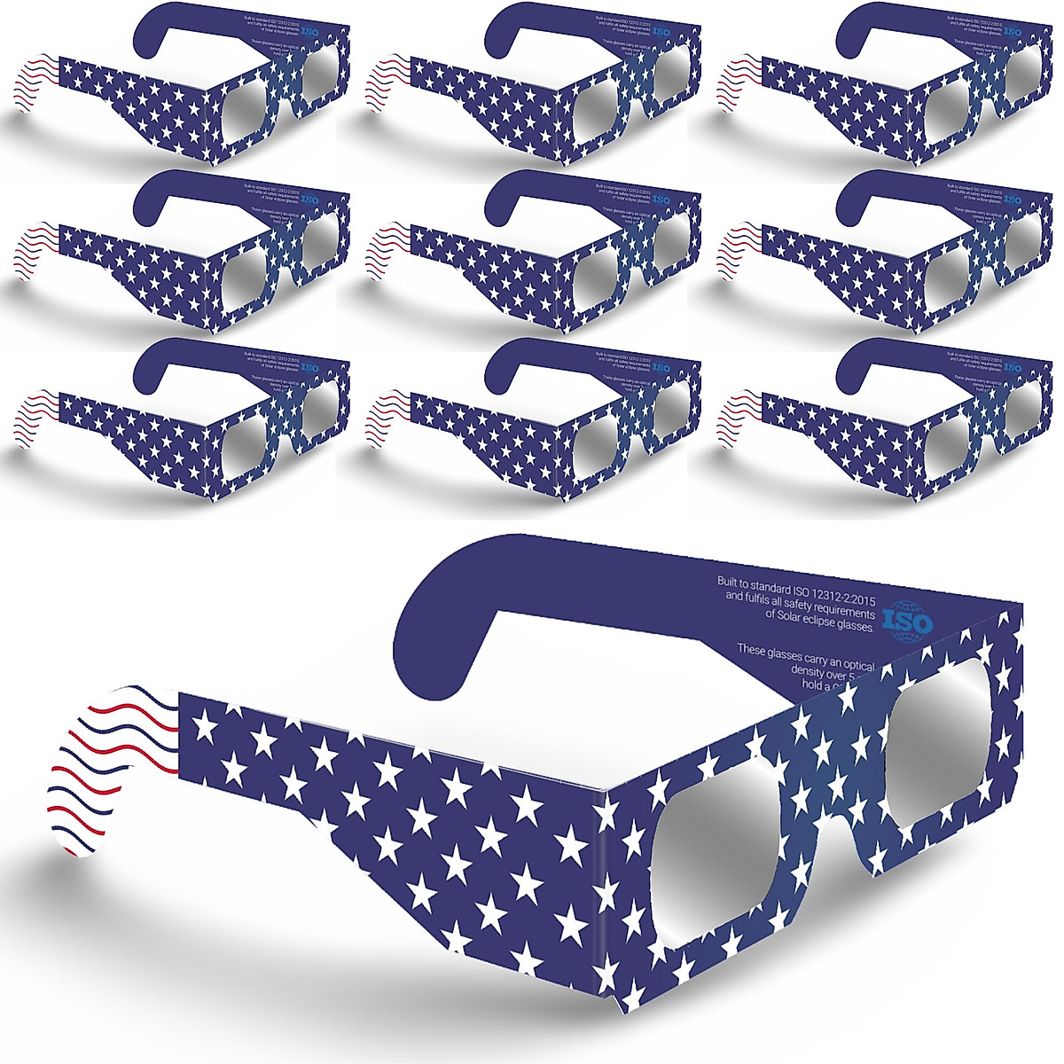Solar Eclipse Glasses (10 pack) ISO 12312-2 Compliant, AAS Recognized, for safe direct Sun Viewing of April 8, 2024 Total Solar Eclipse in USA