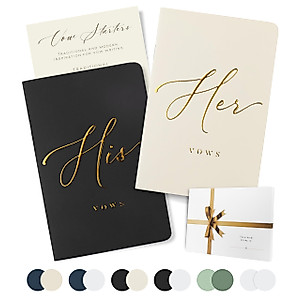 ARTESORI Wedding Vow Book for Her & Him, Soft Touch, Gold Foil Engraving, 28 Lined Pages, Wedding Vow Books His and Hers, Wedding Essentials, Wedding Registry Ideas, His and Hers Gifts [Ivory & Black]