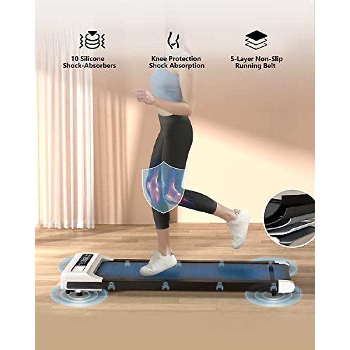 JURITS Walking Pad 2 in 1 for Walking and Jogging, Under Desk Treadmill for Home Office with Remote Control, Portable Walking Pad Treadmill Under Desk, Desk Treadmill in LED Display