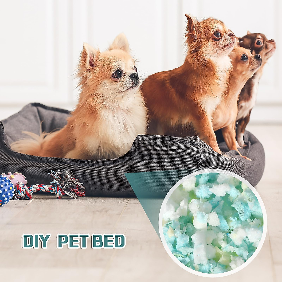 Frienda 6 Pack 30 Lbs Bean Bag Filler Bulk, Shredded Memory Foam Filling Soft Bean Bag Chair Filler Stuffed Animals Stuffing for Pillow Cushion Dog Bed Couch Replacement Fill, 5 Lbs Per Pack