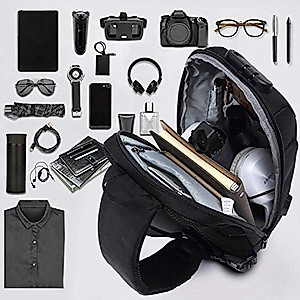 OZUKO Men Sling Backpack Nylon Water Resistant Shoulder Chest Crossbody Sling Bag with USB Charging Port Black (Camouflage)