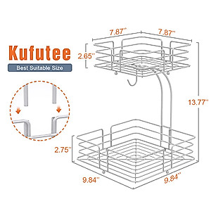 Kufutee 2 Tier Countertop Fruit Basket,Vegetables Bowl Storage With Banana Hanger,Sliver