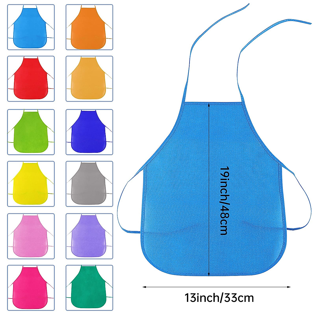 Children's Artists Fabric Aprons,12 Colors Kids Artist Aprons,Non Woven Artist Apron For Kid,Children Painting Aprons,Kids Art Smocks for Classroom,Kitchen,Community Event,Crafts&Art Painting Activity