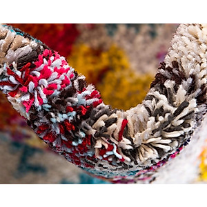 Unique Loom Estrella Collection Abstract, Bright Colors, Distressed, Modern Area Rug, 8 ft x 8 ft, Multi/Beige