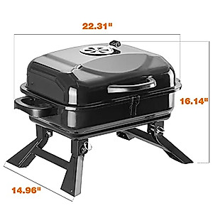 Portable Charcoal Grill Outdoor BBQ for Camping Folding Tabletop Grill with Lid for Outdoor Cooking Picnic Black