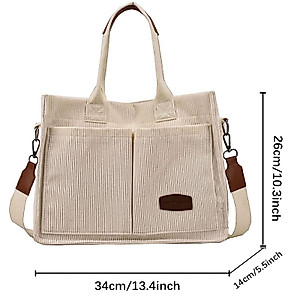 LXMISSX Canvas Tote Bag for Women Fashion Satchel Bag Handbag - Womens Tote Bags with zipper for Office, Travel, School (Brown)