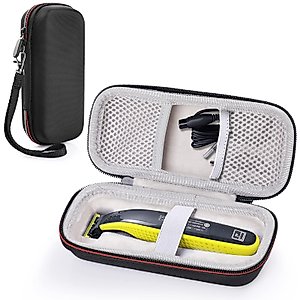 Joogee Travel Razor Case, Hard Case Compatible with Philips Norelco OneBlade QP2520/QP2530/QP2620/QP2630, Organizer Carrying Bag with Mesh Pocket for Accessories, Black
