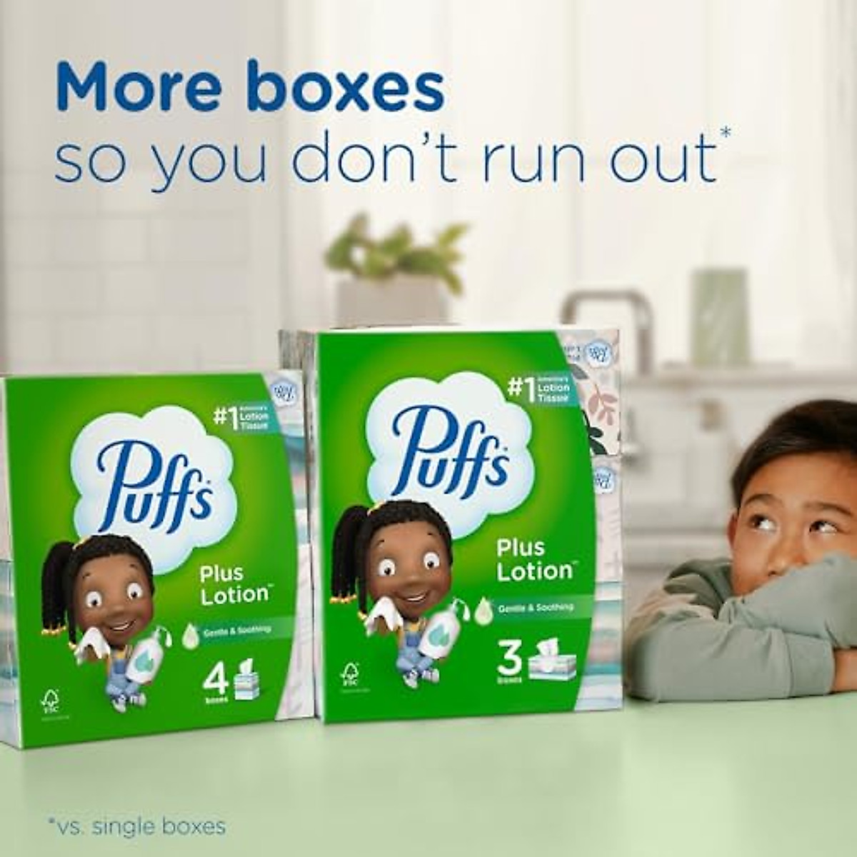 Puffs Plus Lotion Facial Tissues, 10 Cubes, 56 Tissues Per Box
