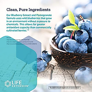 Life Extension Blueberry Extract & Pomegranate – Antioxidants Supplement with Wild Blueberry & Pomegranate Polyphenols for Brain and Heart Health - Gluten-Free, Non-GMO, Vegetarian – 60 Capsules