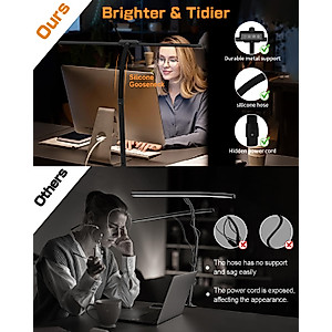 Mefine Desk Lamp w/ Clamp Home Office-Eye-Caring Office Computer Led Desk Light w/ Flexible Gooseneck, 22W Bright Architect Study Clip Lamp Desk Adjustable Task Lighting Stepless Dimming (wf-2032)