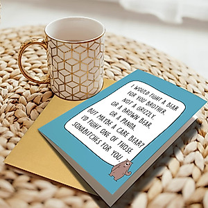 Chenive Funny Brother Birthday Card, Birthday Card for Brother, Bro Bday Greeting Card, I Would Fight A Bear For You Brother Card