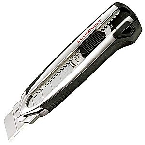 TAJIMA Utility Knife - 1" 7-Point Aluminist Magazine Snap Blade Box Cutter with Dual Blade Lock & 3 Rock Hard Blades - ACM-700C