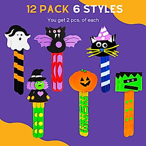 4E's Novelty Halloween Bookmark Craft for Kids 2024-12 Pack Bulk Kids Halloween Crafts Ages 4-8, 8-12 Halloween Activities for Kids Classroom Halloween Bookmarks, DIY Foam Halloween Craft Kit