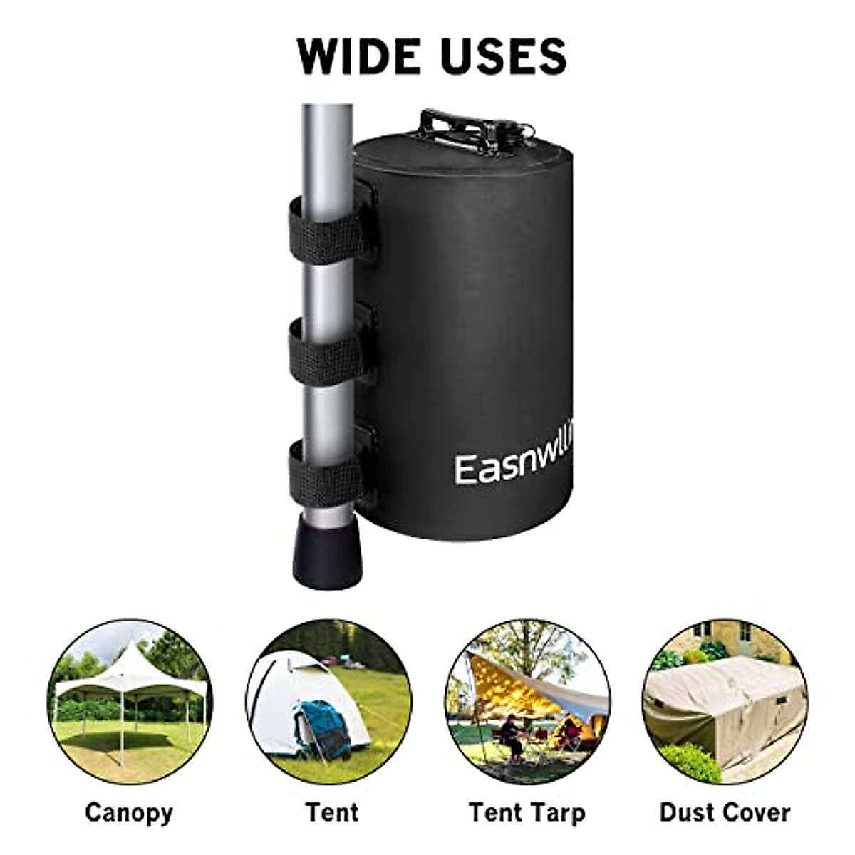 Easnwllim Canopy Water Weight Bag Leg Weights for Pop Up Canopy,Tent,Gazebo,Set of 4,Black