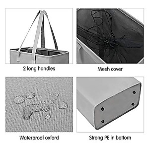 WOWLIVE Double 65L Slim Laundry Hamper 2 Pack Tall Thin Laundry Basket with Extended Handles Dark and Lights Separator Narrow Dirty Clothes Hamper Collapsible Laundry Organizer for Dorm Room (Grey)