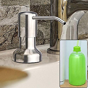 Sink Soap Dispenser for Kitchen Sink Extension Tube Kit, Stainless Steel, 39 Inches Tube Connects Directly to Soap Bottle, No More Refills, Dish Soap and Hand Soap Lotion, Countertop (Brushed Nickel)